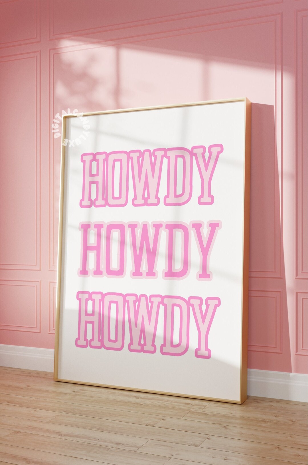Pink Wall Art Prints Howdy Western Wall Prints Girly Wall Decor Digital ...