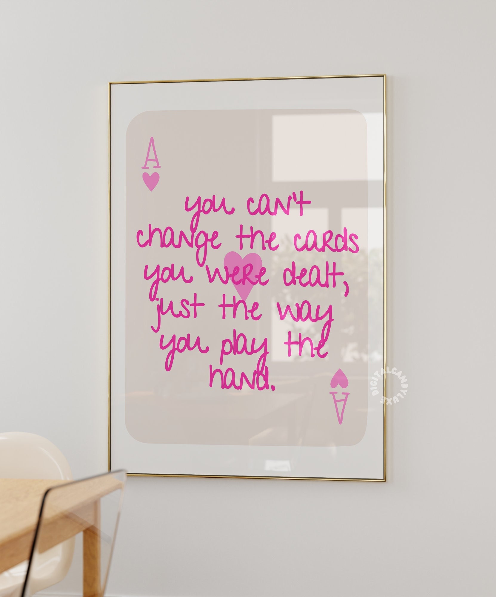 Ace Card Print Trendy Wall Art Prints Pink Wall Art Digital Prints Bar ...