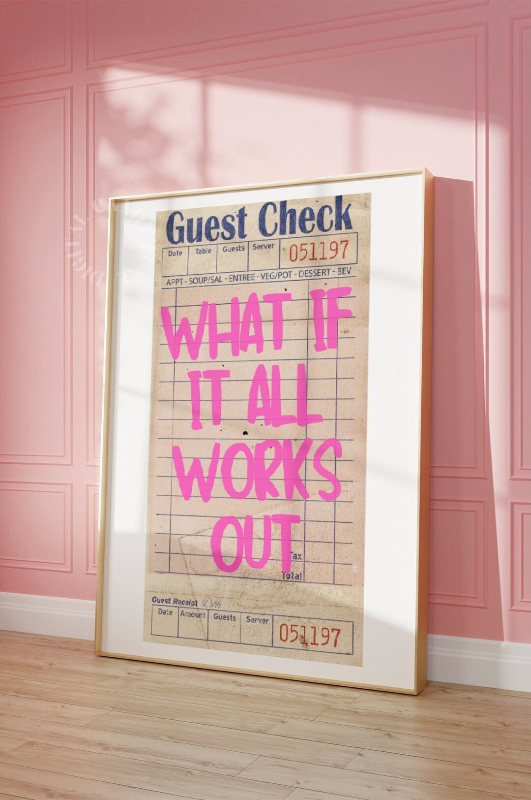 Guest Check Print Trendy Wall Art Preppy Print Guest Check Poster What ...