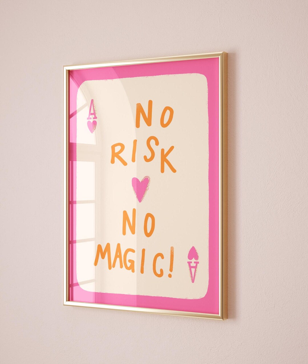 Pink and Orange Wall Prints Girly Wall Decor Ace Card Poster Aesthetic ...