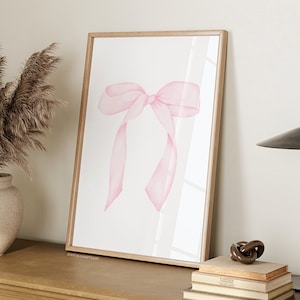 Pink Bow Poster Girly Wall Art Prints Coquette Decor (unframed) Wall ...