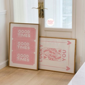 Trendy Wall Art Print Set of 2 Pink Wall Prints Retro Trendy - Etsy