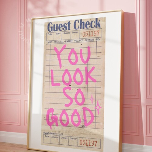 Guest Check Poster Guest Check Print Trendy Wall Art - Etsy