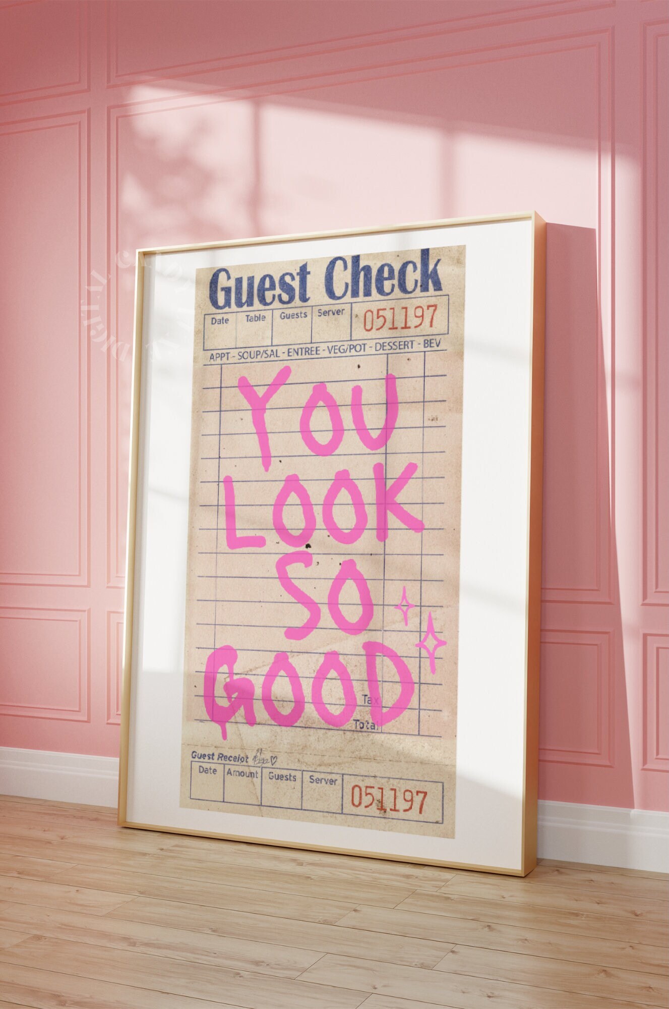 Guest Check Print Trendy Wall Art Guest Check Poster Retro - Etsy Canada