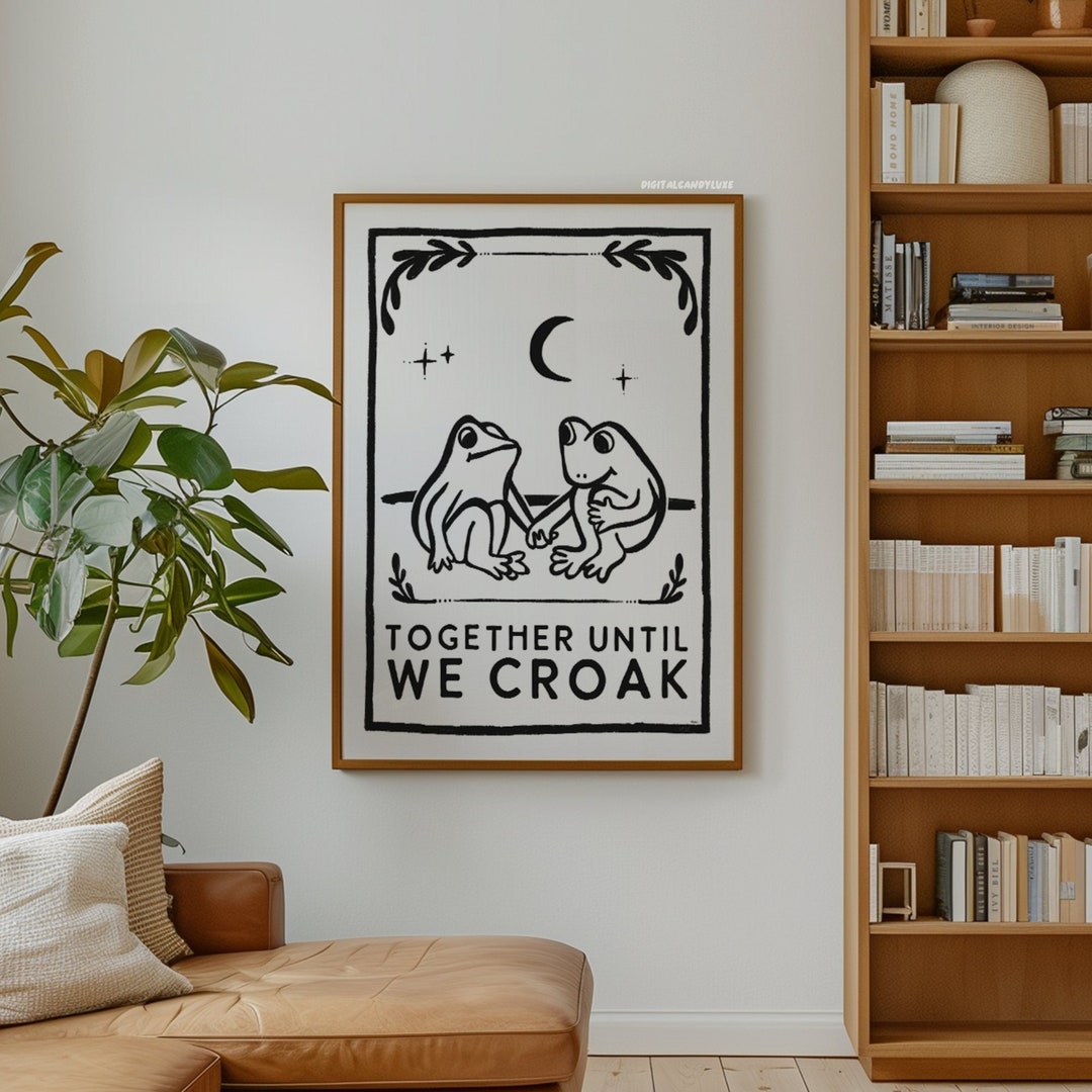 Together Until We Croak Print Frog Poster Prints Retro Wall Decor Black ...