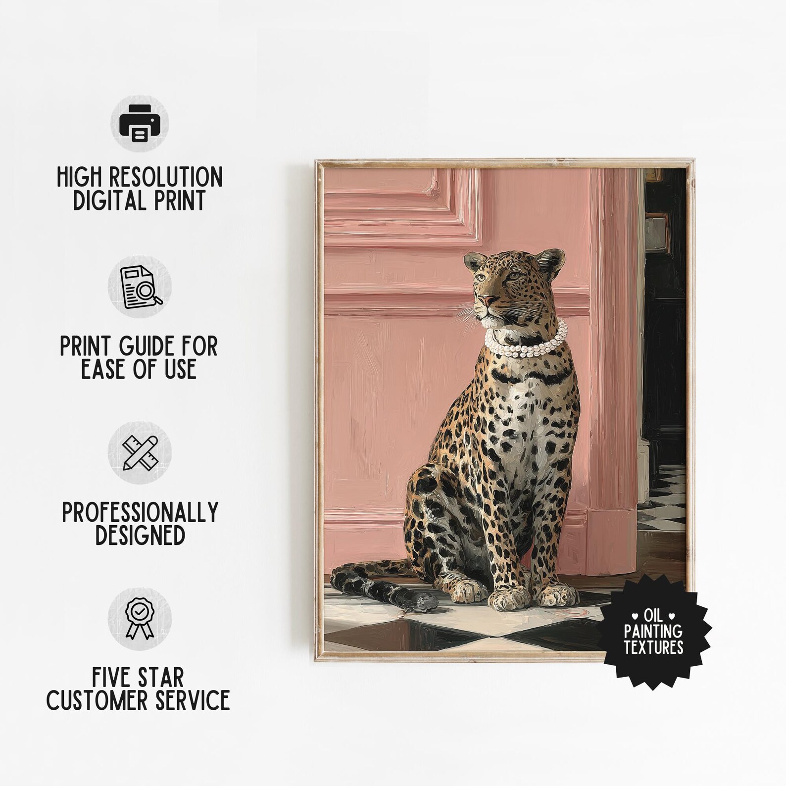 Pink Leopard Art Print Trendy Wall Art Prints and Posters Girly Room ...