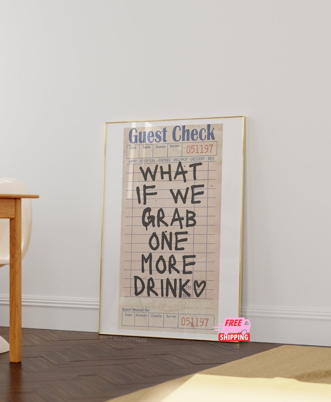 Bar Cart Decor Trendy Guest Check Wall Art What If We Grab One More Drink Poster Prints unframed ...