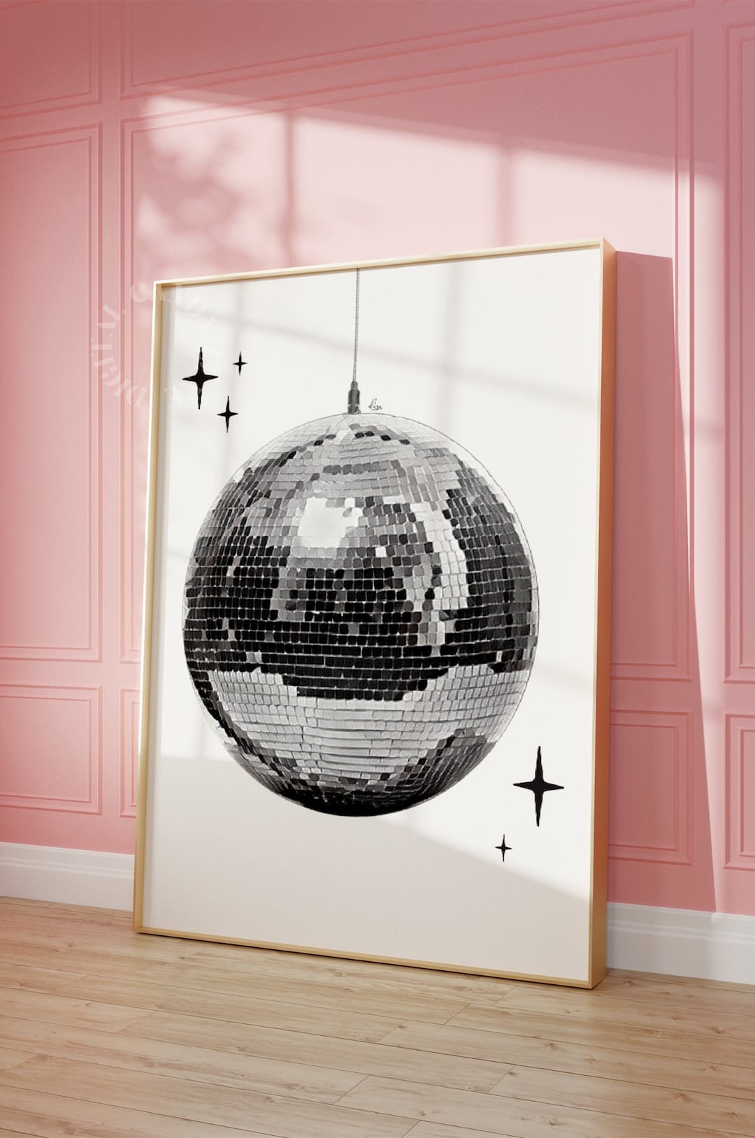 Retro Print Disco Ball Wall Art Trendy Printable Art Vintage Print ...