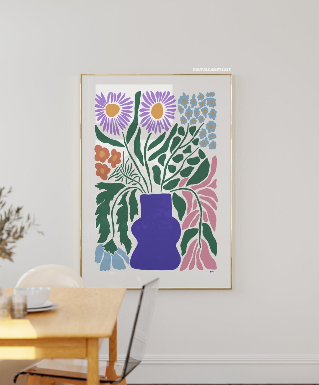 Colorful Wall Art Prints Trendy Wall Decor Flower Maximalist Wall Decor ...