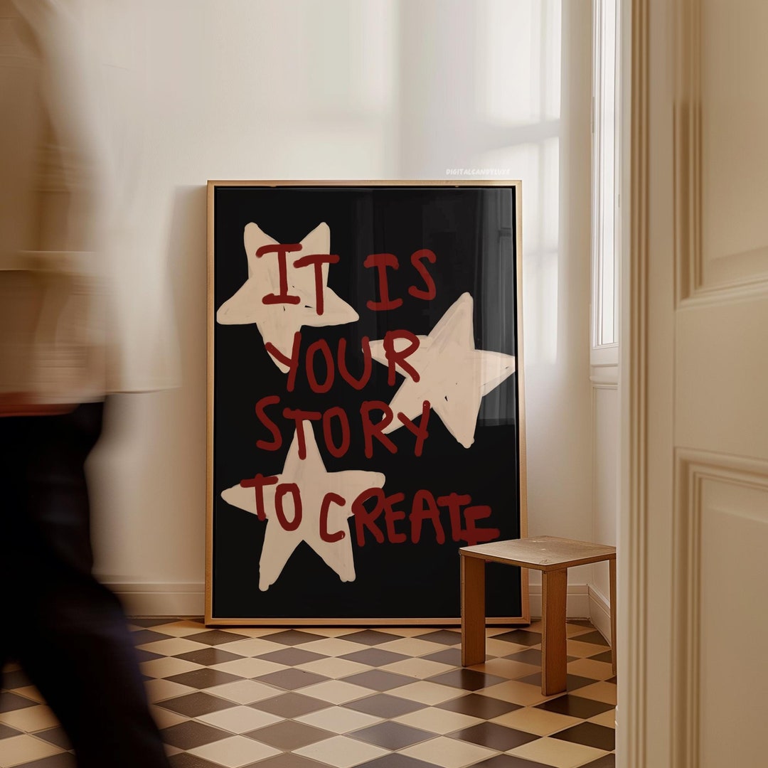 Retro Hand Drawn Print Star Wall Art Black White Prints and Posters ...