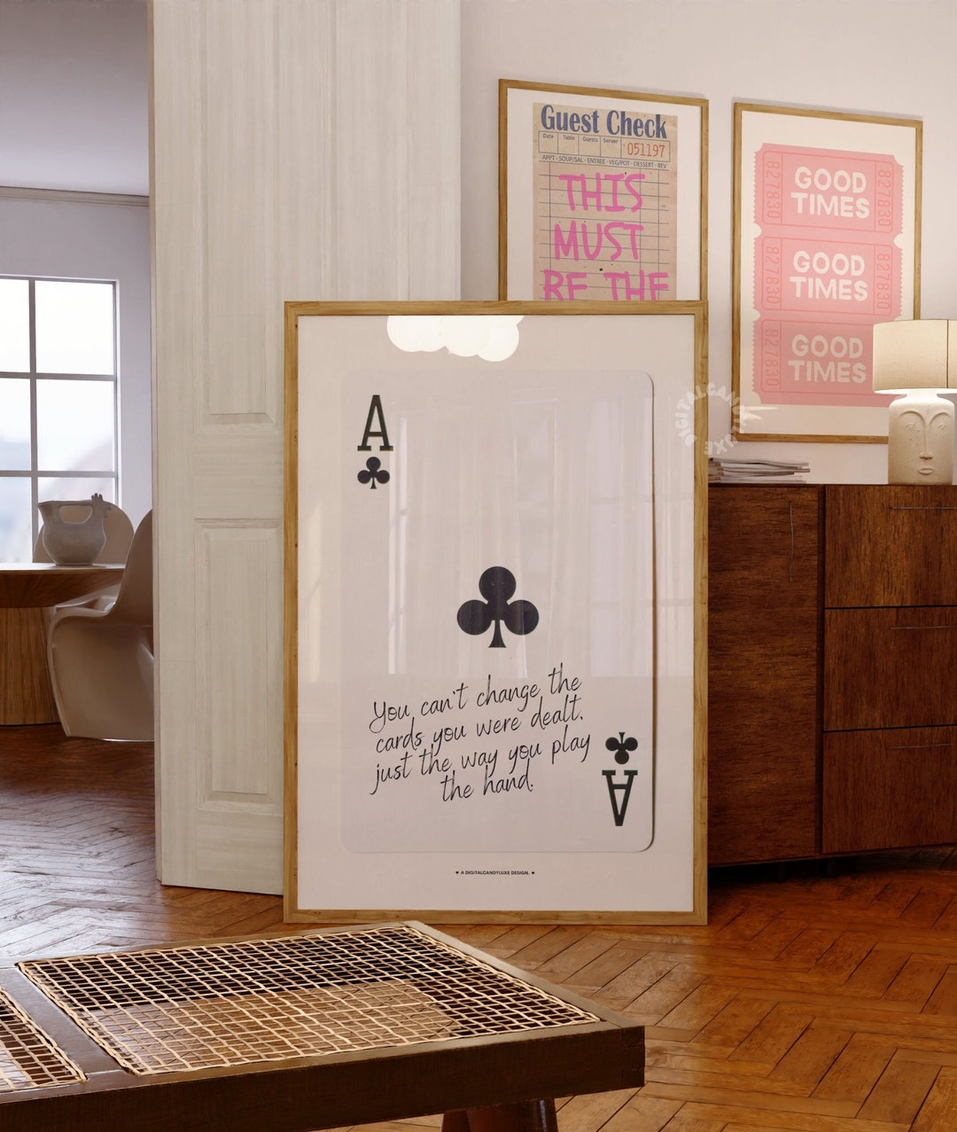 Playing Card Print Trendy Wall Art Prints Retro Bar Cart Decor Preppy ...