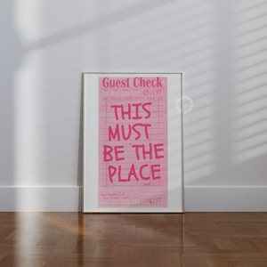 Guest Check Print Trendy Wall Art Prints Retro Pink Wall Decor Aesthetic Wall Art Preppy ...