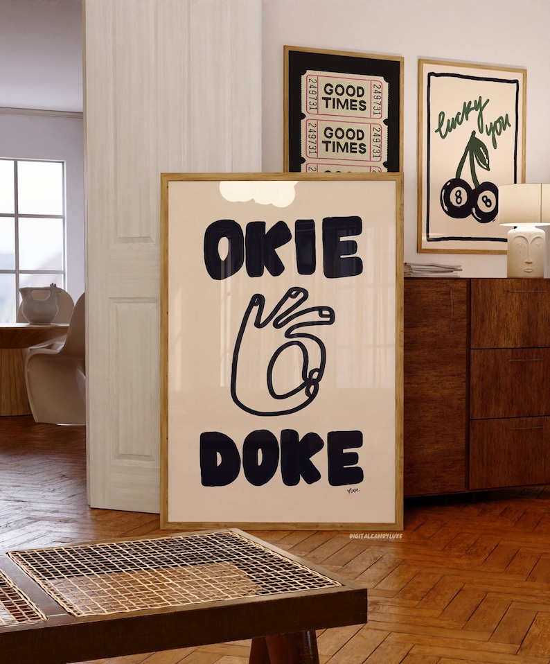 Okie Doke Poster Retro Wall Art Prints and Posters Funky Wall Decor ...