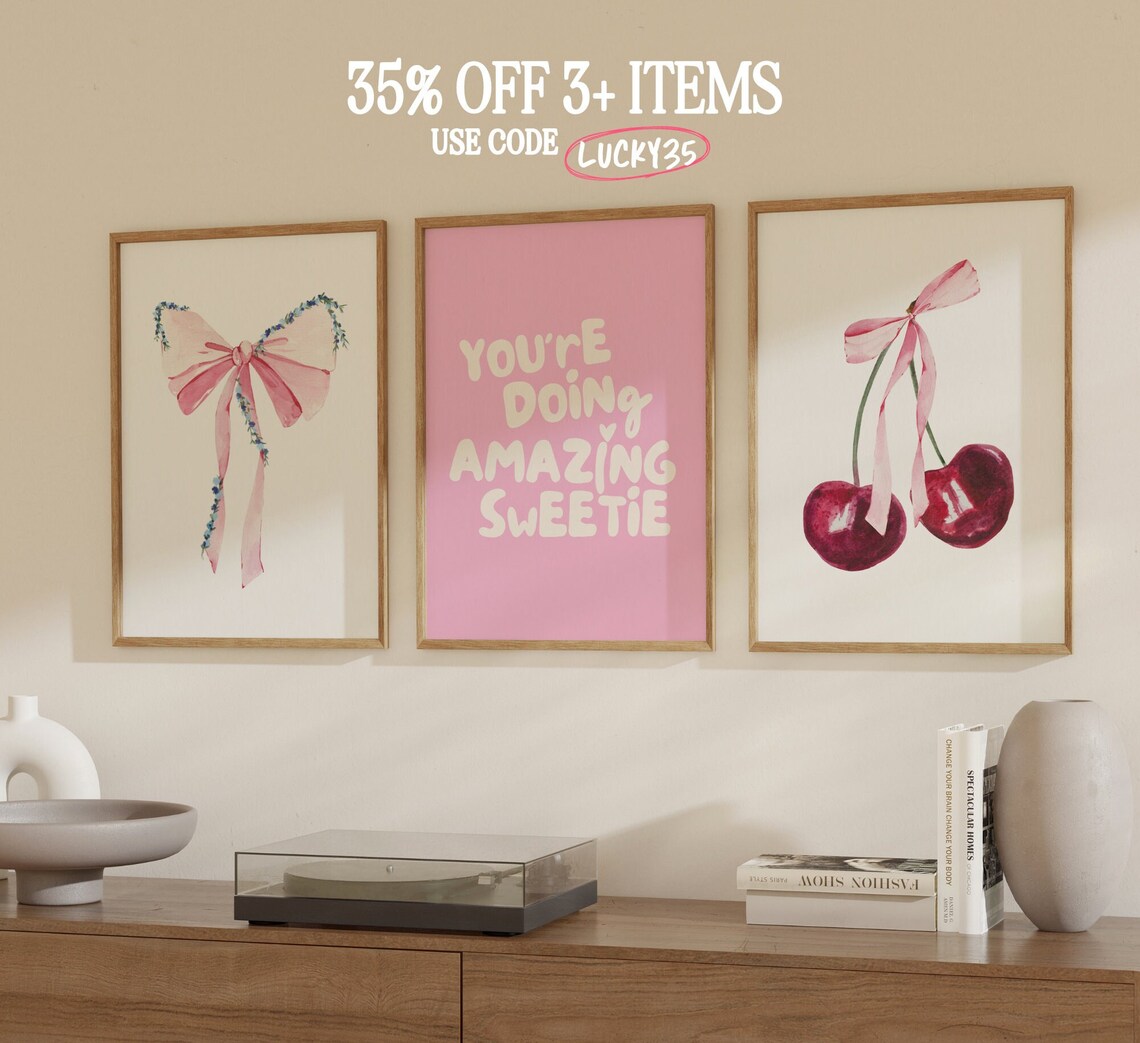 Pink Wall Art Decor You're Doing Amazing Sweetie Poster Prints ...