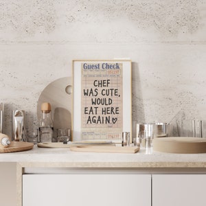Chef Was Cute Guest Check Poster Trendy Wall Art Prints Kitchen Decor ...