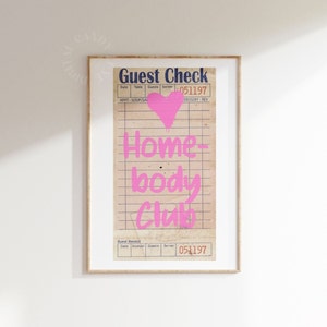 Guest Check Poster Guest Check Print the Homebody Club Trendy Wall Art Trendy Print Homebody ...