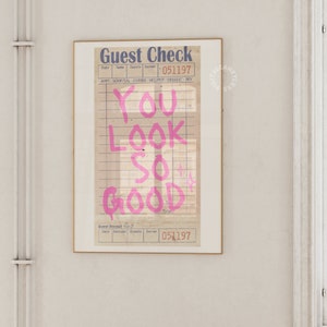 Guest Check Print Trendy Wall Art Guest Check Poster Retro - Etsy Canada