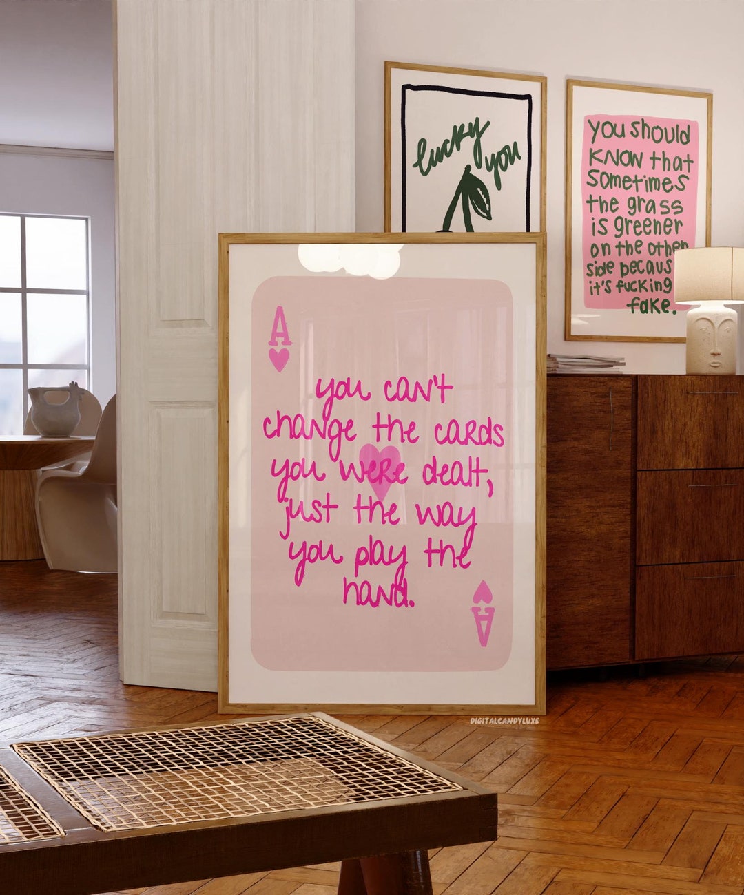 Pink Wall Art Prints Ace Card Poster Girly Wall Decor Dorm Apartment ...