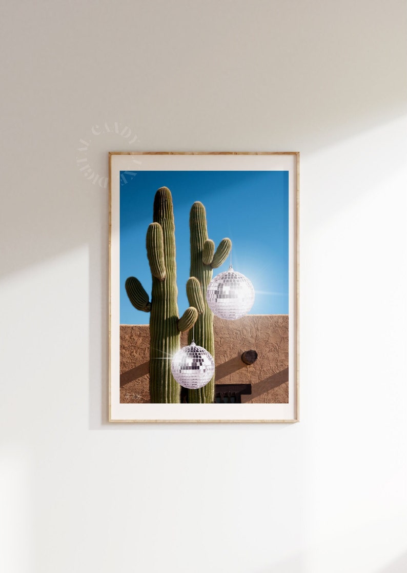Disco Cactus Print | Trendy Wall Art | Retro Printable Art | Desert Art ...