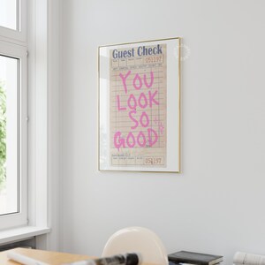 Guest Check Print Trendy Wall Art Guest Check Poster Retro - Etsy Canada