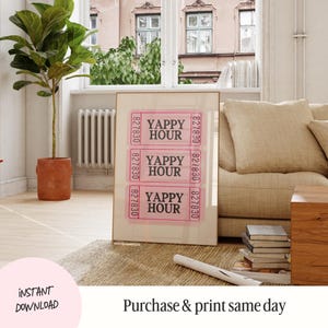 Yappy Hour Poster Print Trendy Wall Decor Pink Wall Art Bar Cart Prints ...