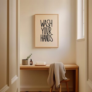 Bathroom Wall Art Wash Your Hands Print Bathroom Wall Decor Retro Wall ...