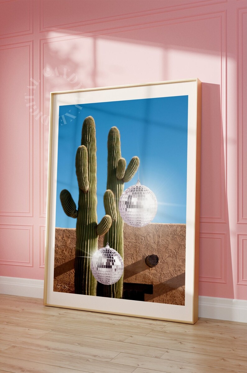 Disco Cactus Print | Trendy Wall Art | Retro Printable Art | Desert Art ...