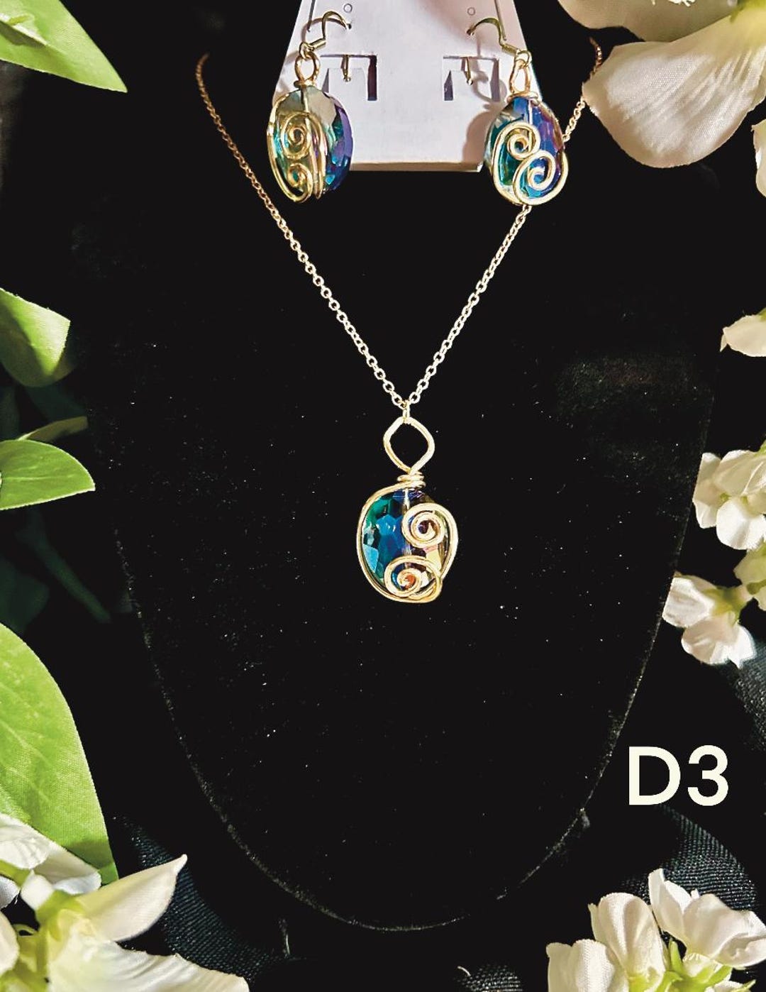 Blue Glass Swirl Set D3 and Gold Star Bottle With Quartz D4 - Etsy