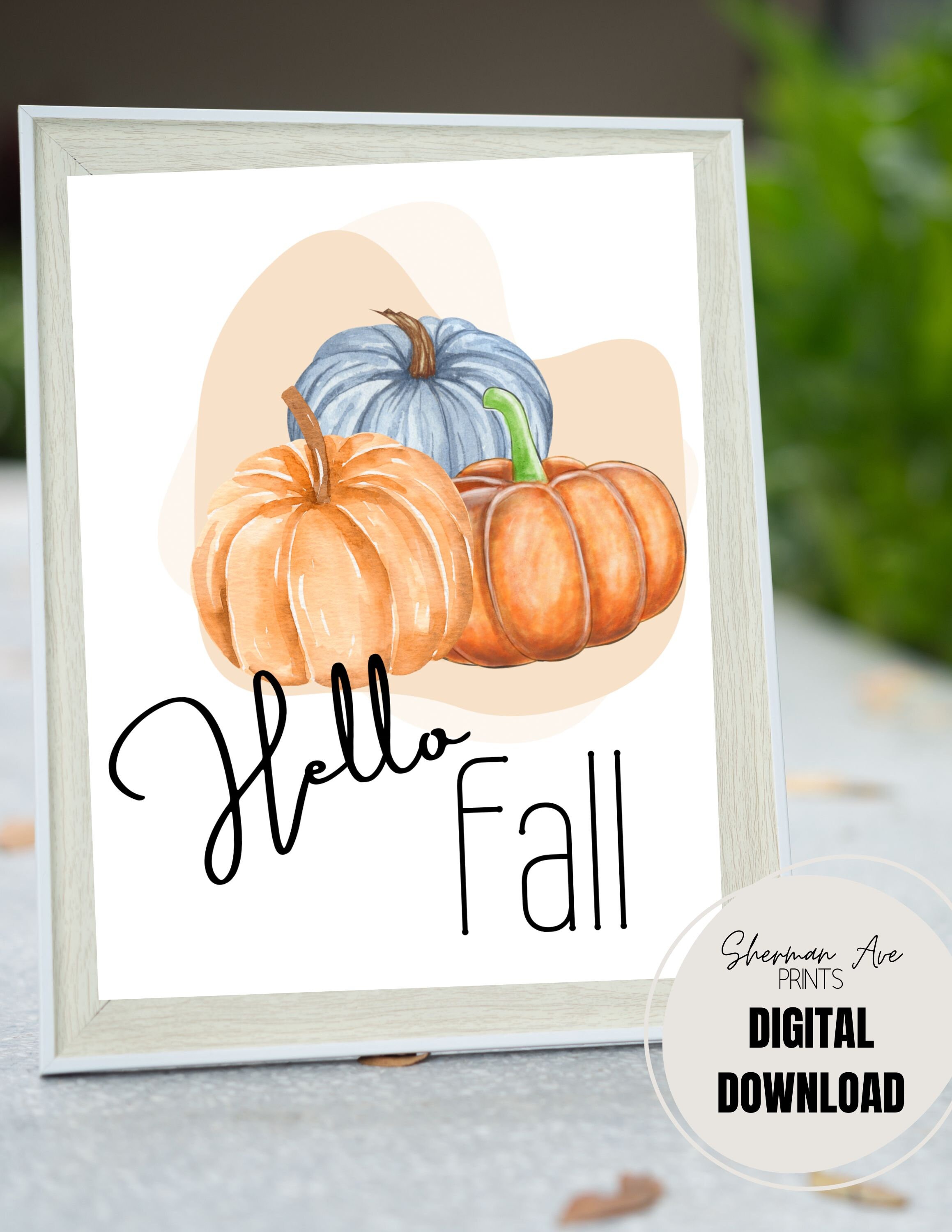 Hello Fall Printable, Instant Download, Pumpkin Print, Fall Printable ...