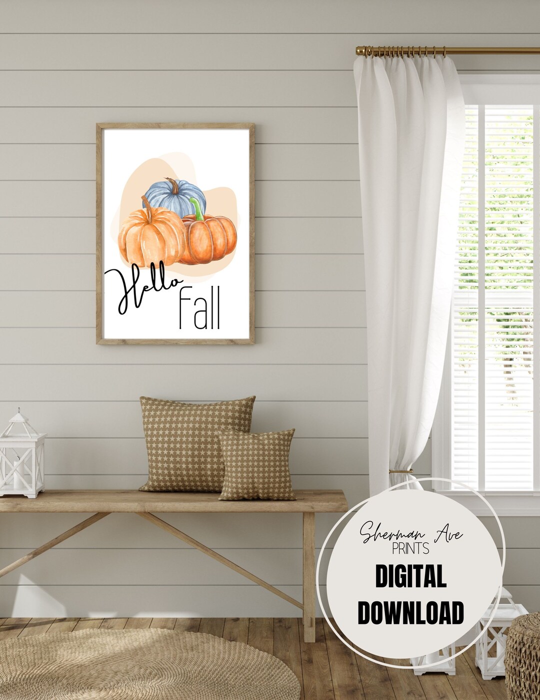 Hello Fall Printable, Instant Download, Pumpkin Print, Fall Printable ...