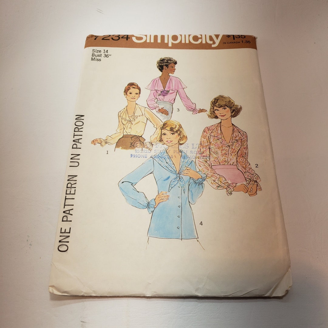 Simplicity 7234 Sewing Pattern, Retro Blouse, Ruffled Shoulder or ...