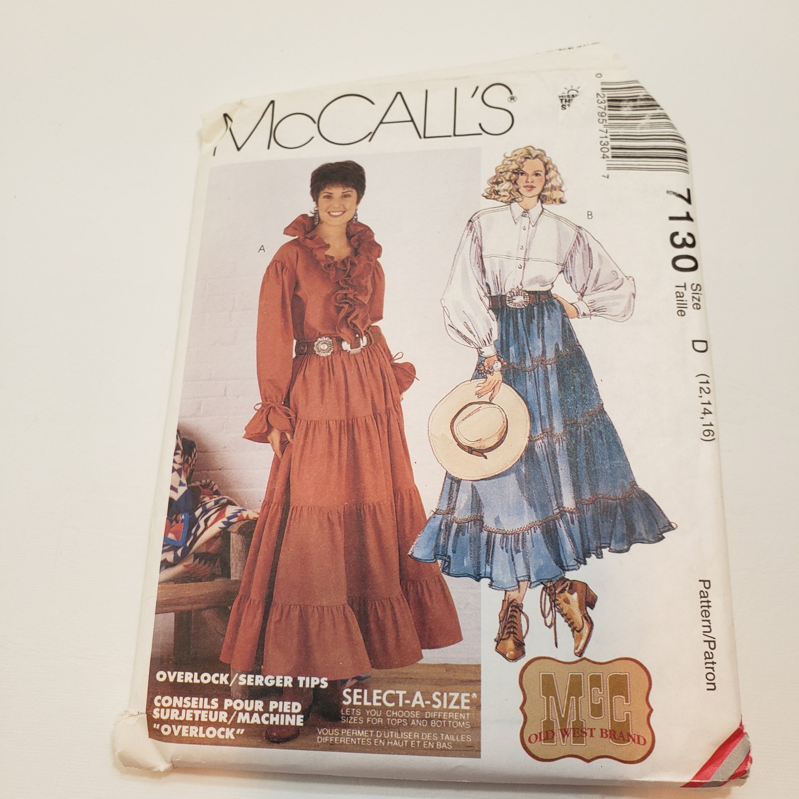 Mccall's 7130 Sewing Pattern Vintage Womens Western/cowgirl Style ...