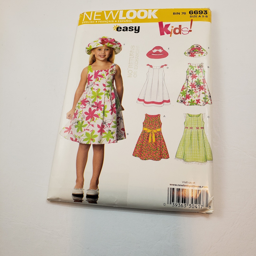 New Look 6693 Rare Sewing Pattern for Girls Hat and Sundress - UNCUT FF ...