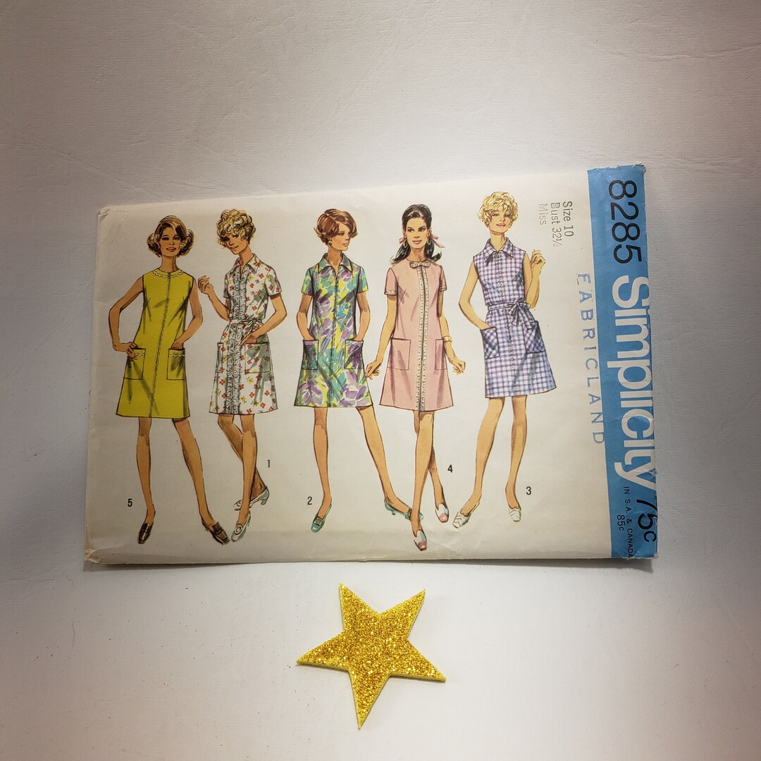 Simplicity 8285 Vintage Sewing Pattern for A-line Dress With Front ...