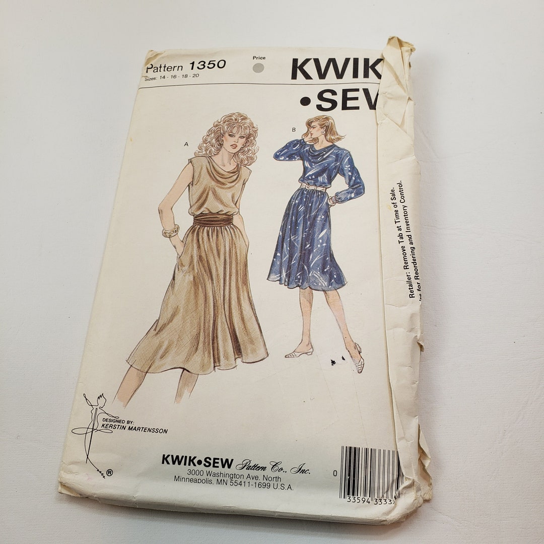 Kwik Sew 1350 Rare Sewing Pattern for Bias Draped Top and Flared Skirt ...