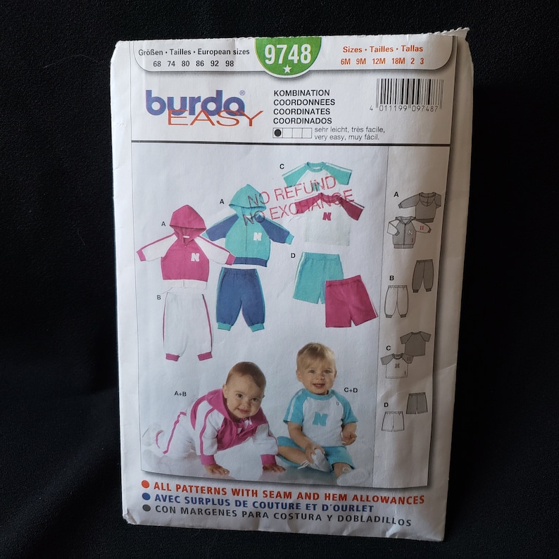 Burda 9748 Easy Sewing Pattern for Baby/toddler Outfits Includes Pants, Shorts, T-shirt ...
