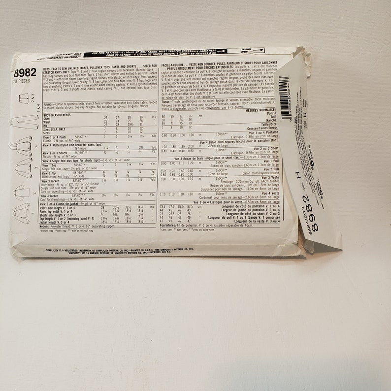 Simplicity 8982, Boys Sewing Pattern, Easy to Sew, Unlined Jacket ...