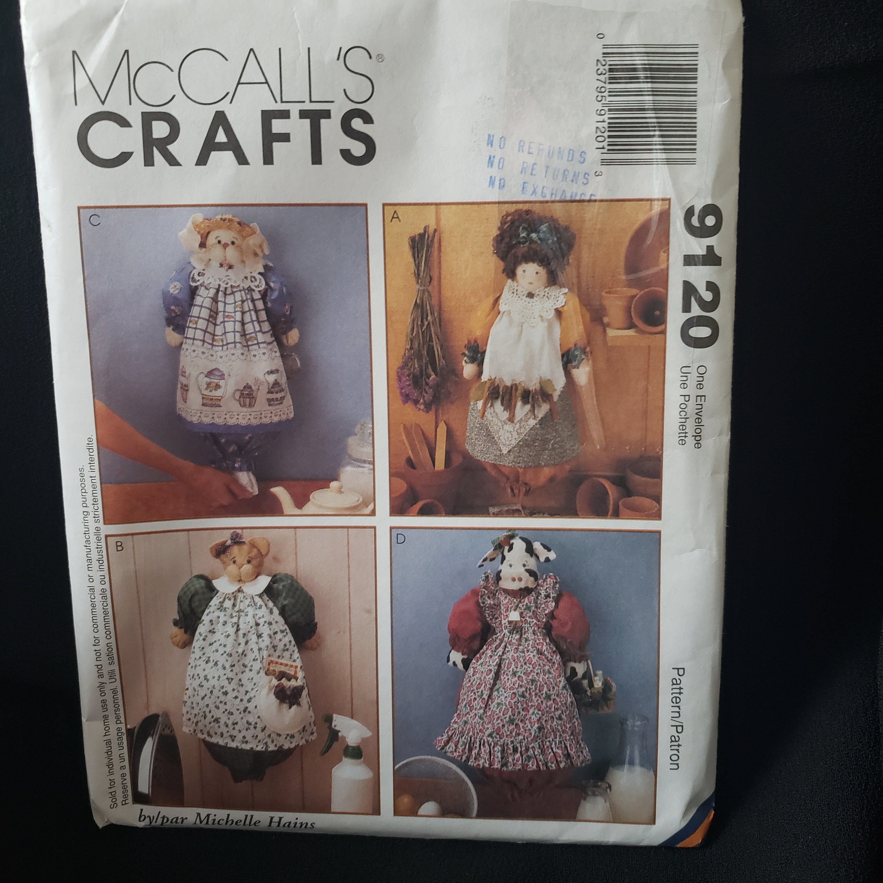 Mccall's 9120 Craft Sewing Pattern for Bag Holders - Doll, Cat, Bunny ...