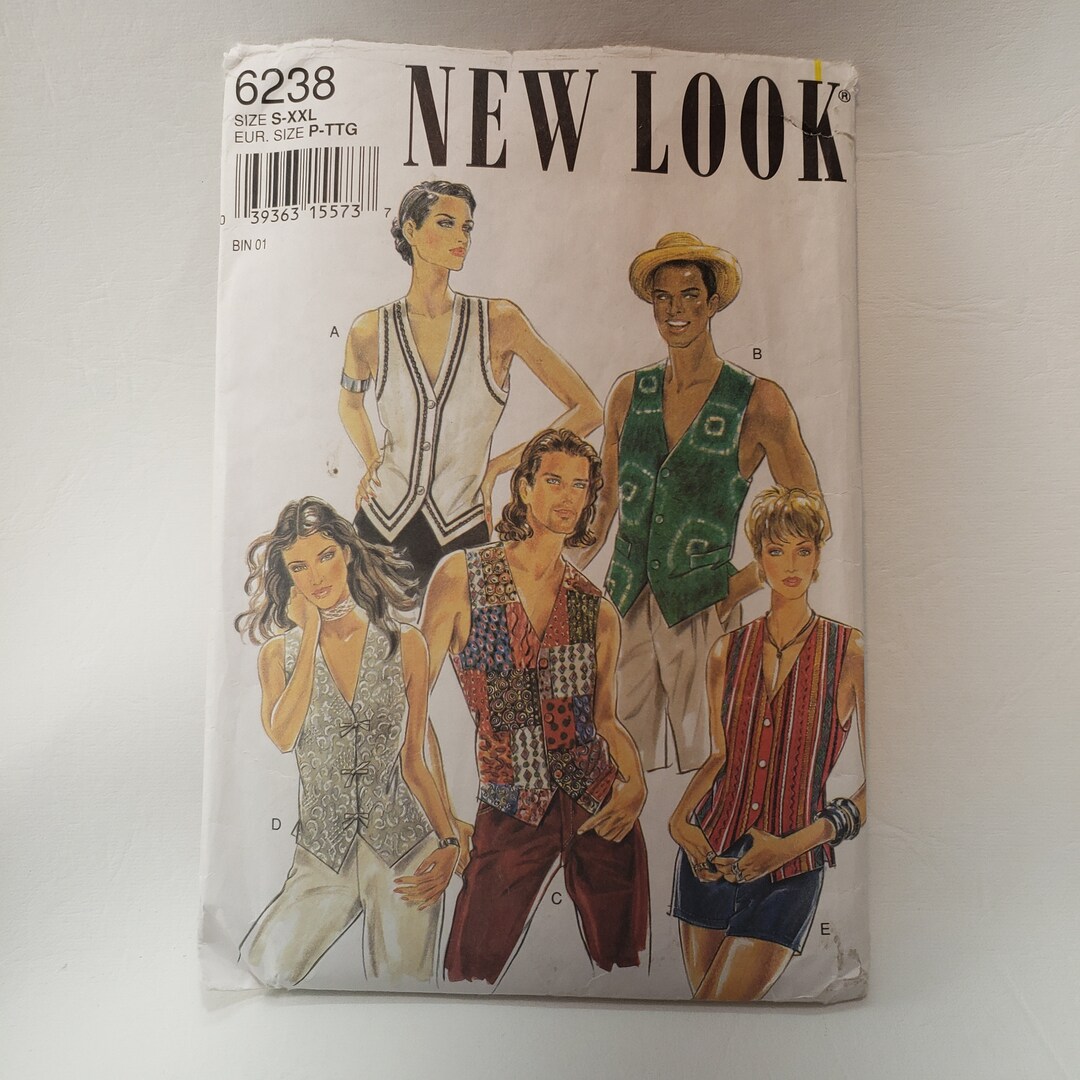 New Look 6238, Sewing Pattern, Unisex Vest Cut to Size S - Etsy