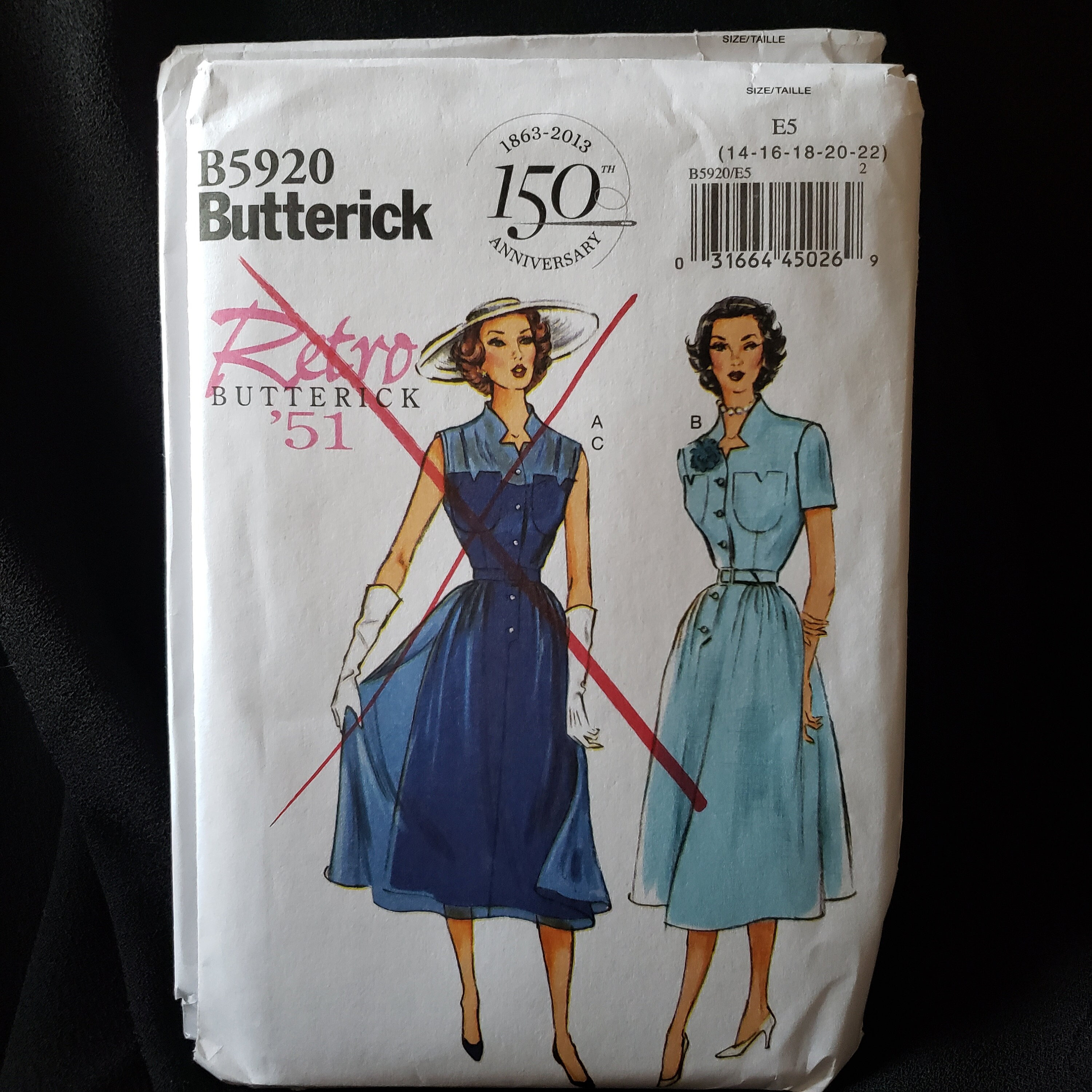 Butterick 5920 Sewing Pattern, Misses' Retro 1950s Dress, UNCUT and ...