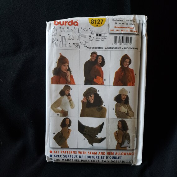Burda 8127 Sewing Pattern for Hats Bags Back Pack Mitts - Etsy