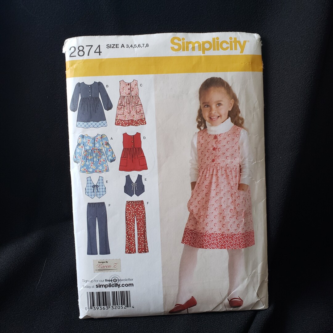 Simplicity 2874 Sewing Pattern for Girls Dress, Vest, Pants, Top ...