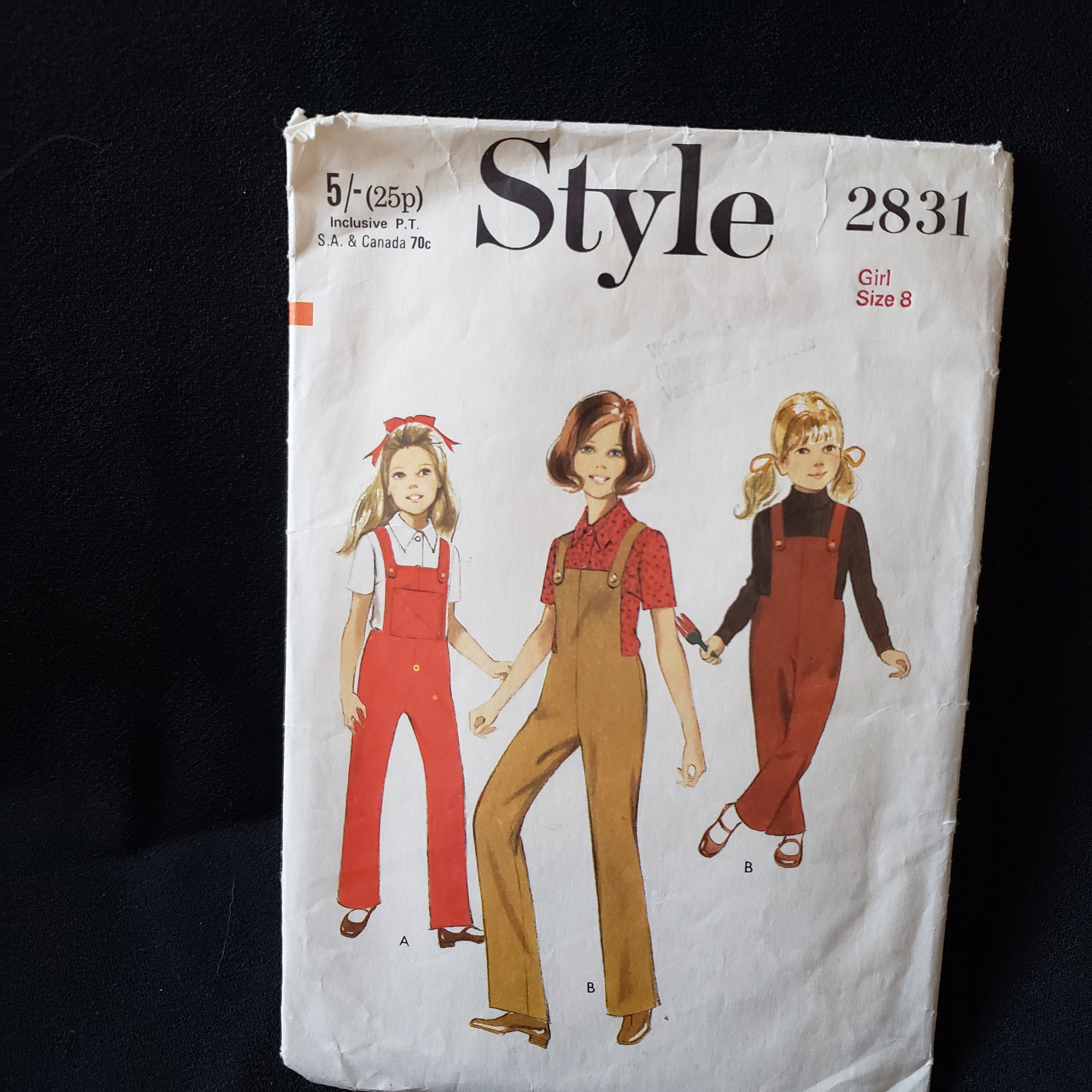 Rare Find Style 2831 Sewing Pattern for Vintage Girls Overalls ...