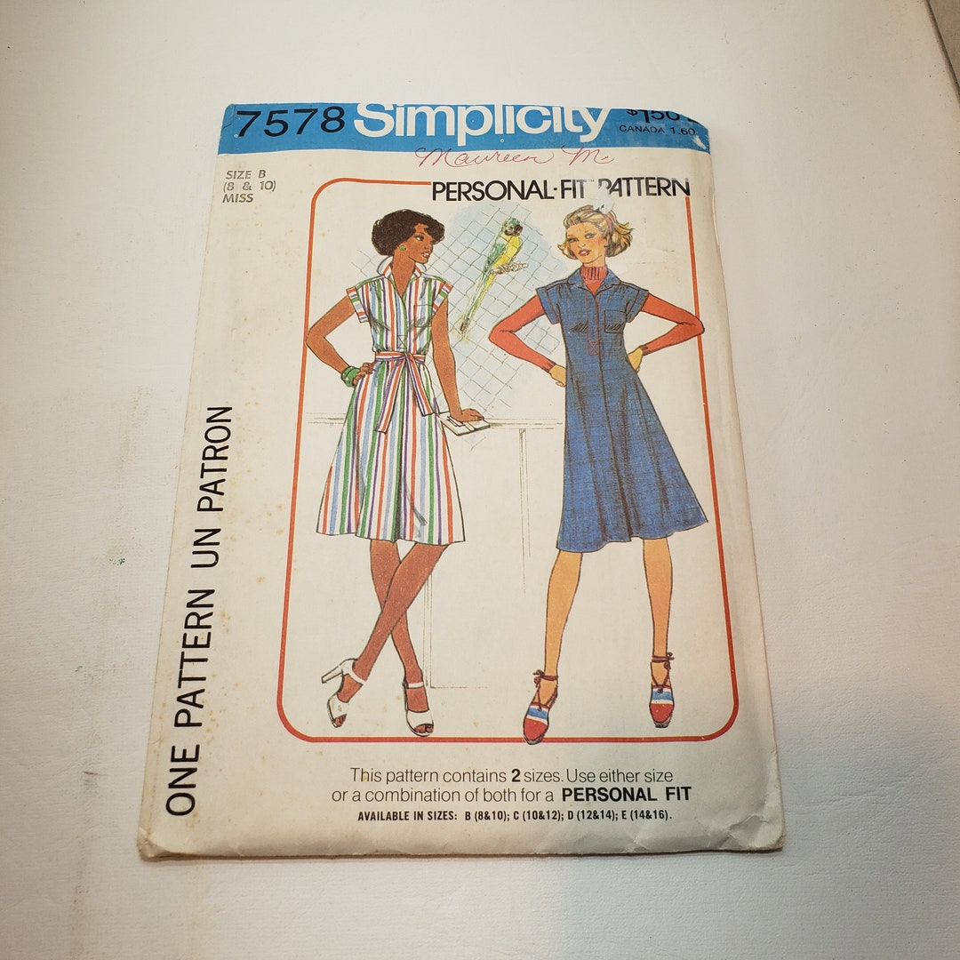 Simplicity 7578, Sewing Pattern for 70's Pullover Dress, Jumper Tie ...