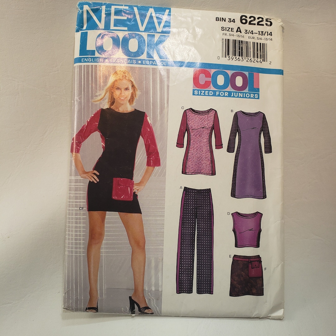 New Look 6225 Sewing Pattern for Juniors Fitted Dress, Crop Top, Tunic ...