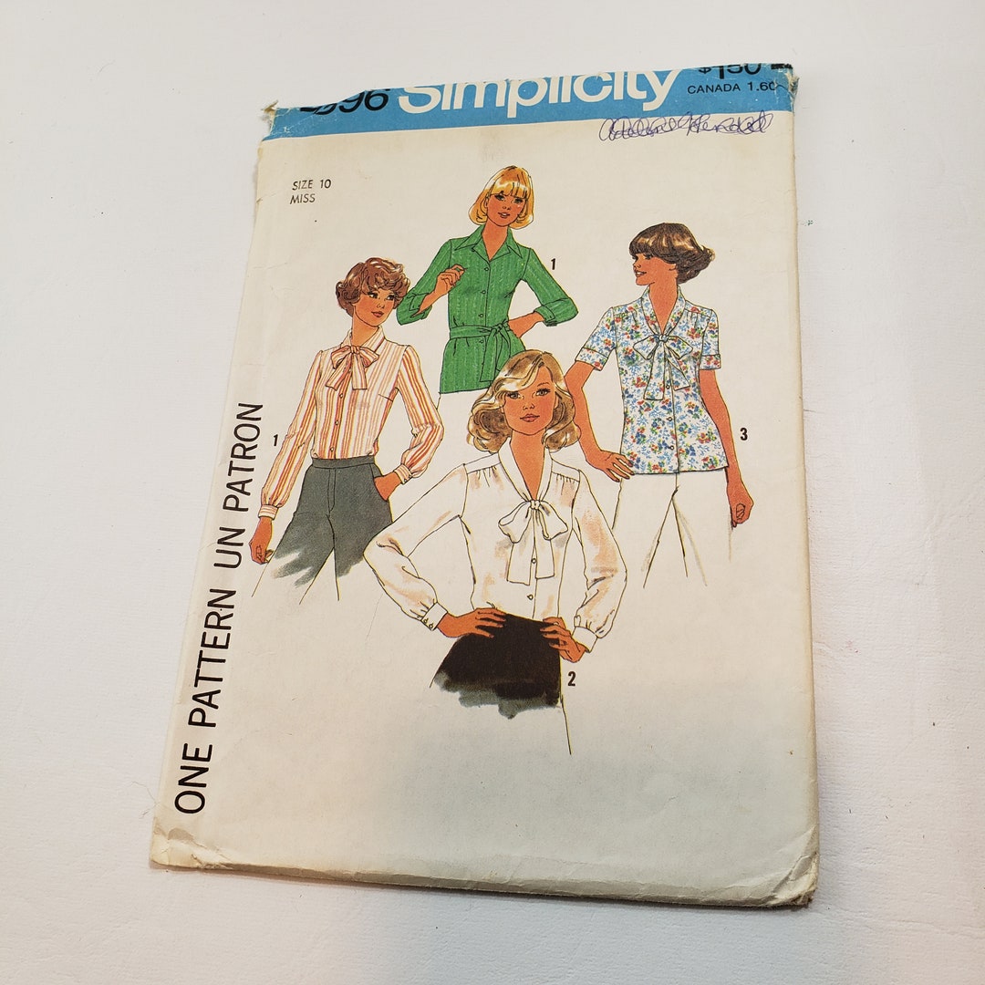Simplicity 7896 Sewing Pattern Vintage Blouses, Notched Collar, High ...