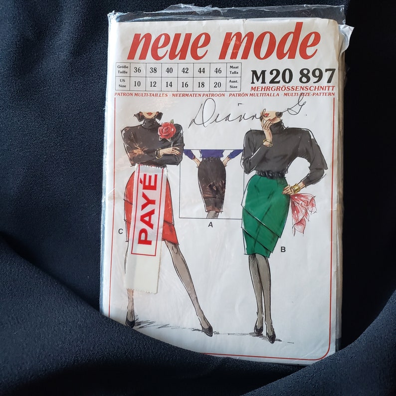 Neue Mode M20 897 Sewing Pattern for Tapered Tiered Skirt, Knee Length ...