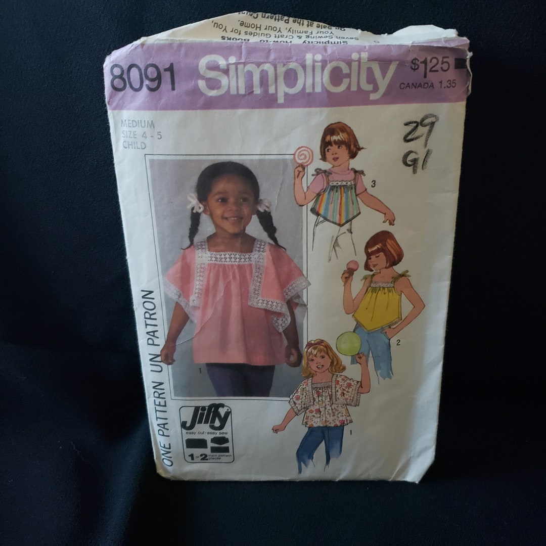 Simplicity 8091 Sewing Pattern for Girls Vintage Boho Pullover Top ...