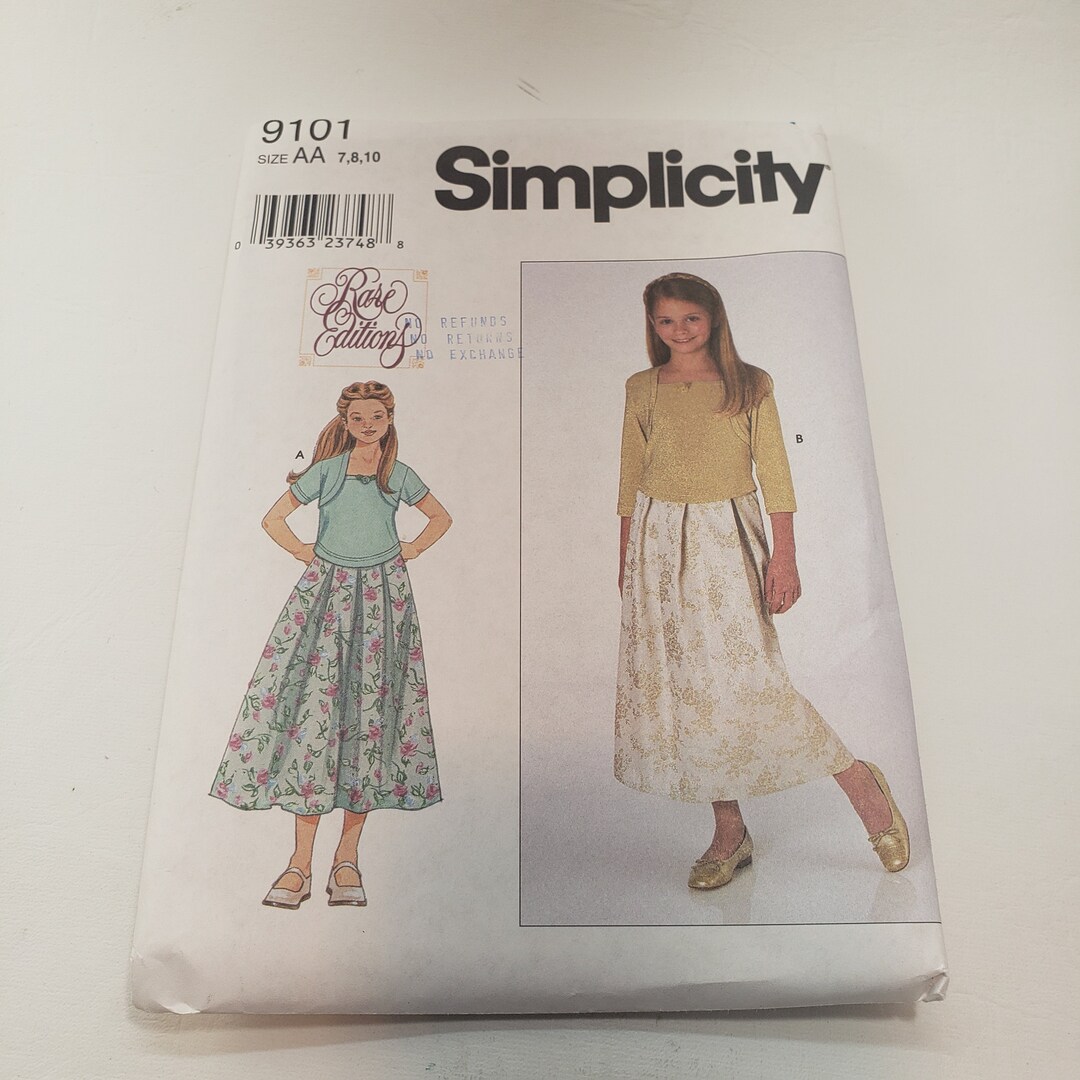 Simplicity 9101 Sewing Pattern, Rare Editions, Girls Skirt and Knit Top ...