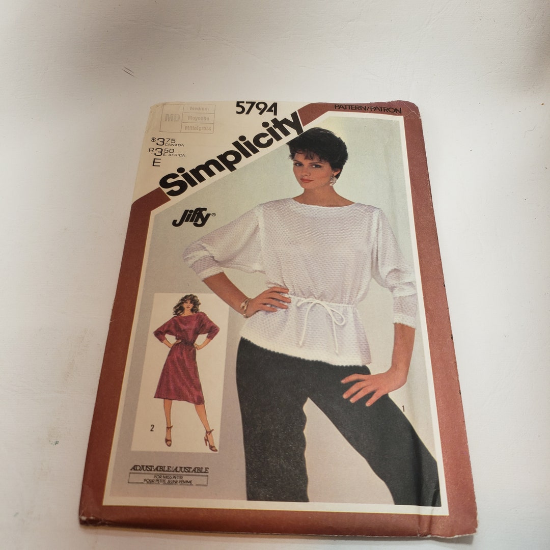 Simplicity 5794 Rare Sewing Pattern for Vintage Blouse or Dress "jiffy ...